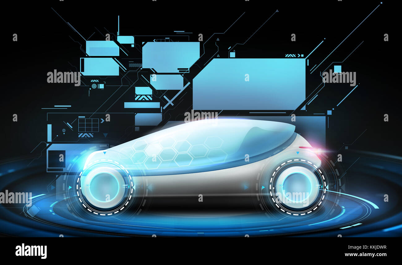 futuristic concept car and virtual screens Stock Photo - Alamy