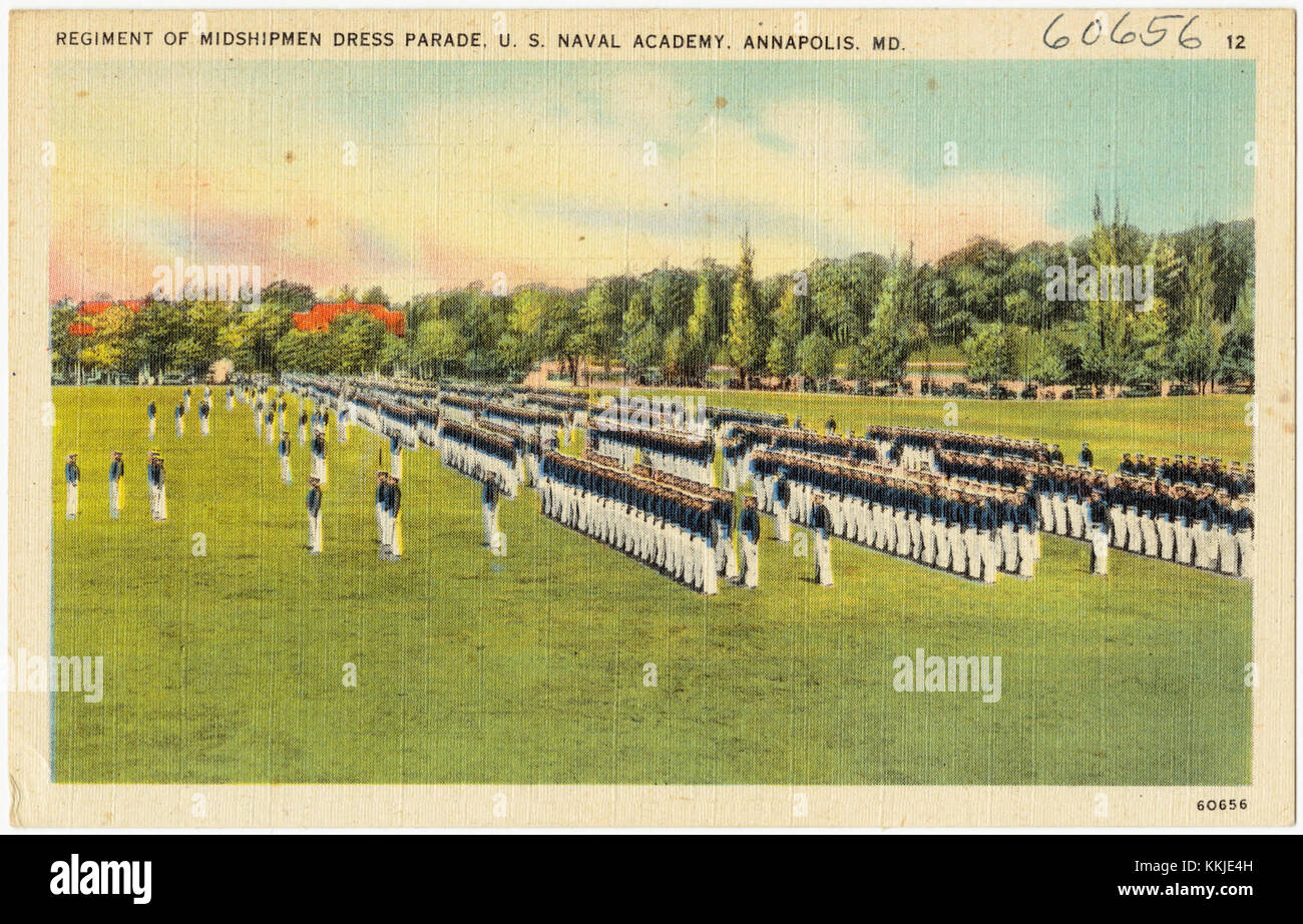 A regiment of midshipmen participates in a formal dress parade at the ...
