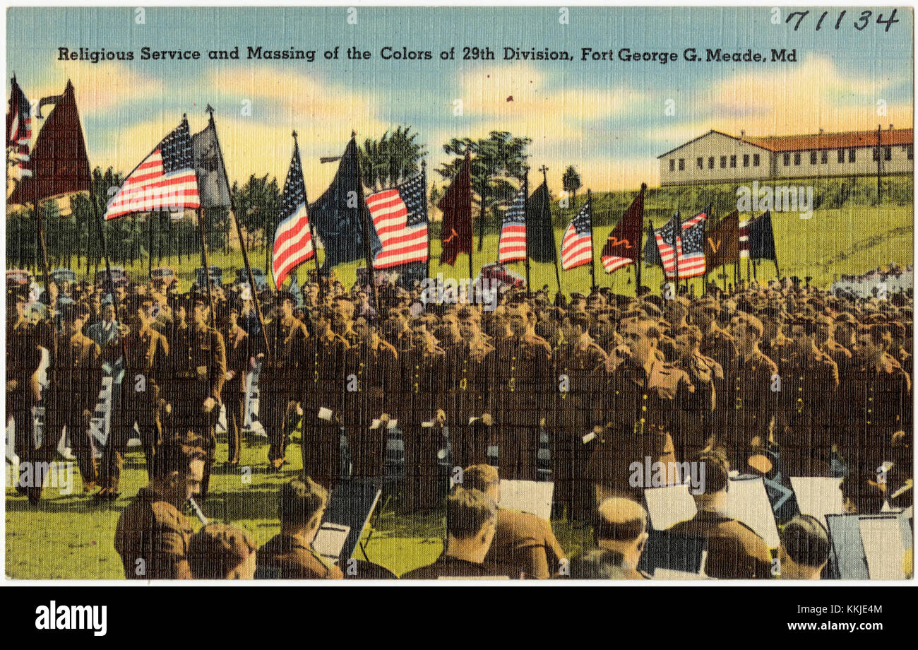 A religious service and the massing of colors for the 29th Division at ...