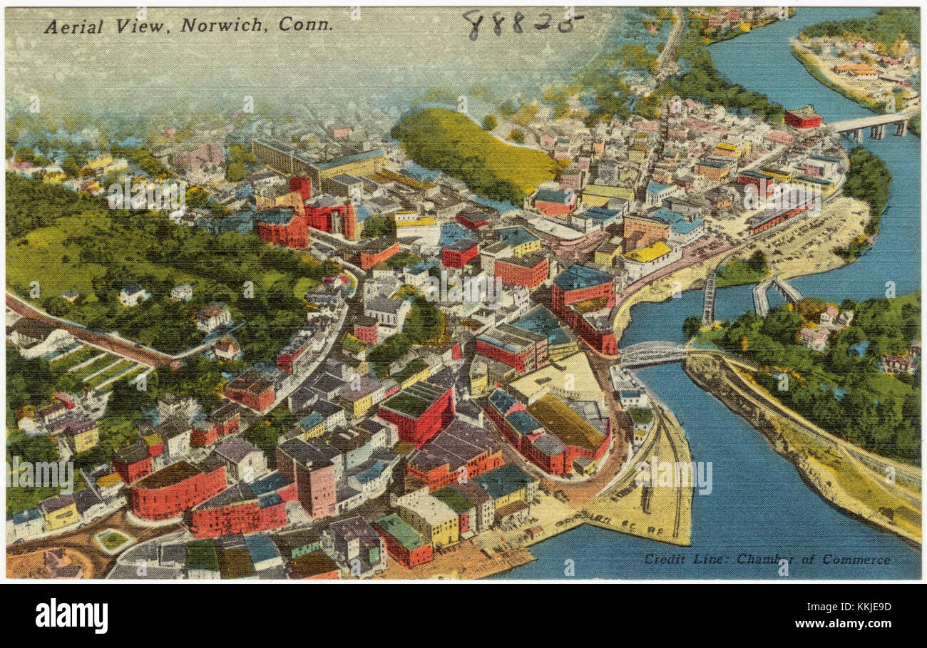 An aerial photograph of Norwich, Connecticut, showcasing the city's ...