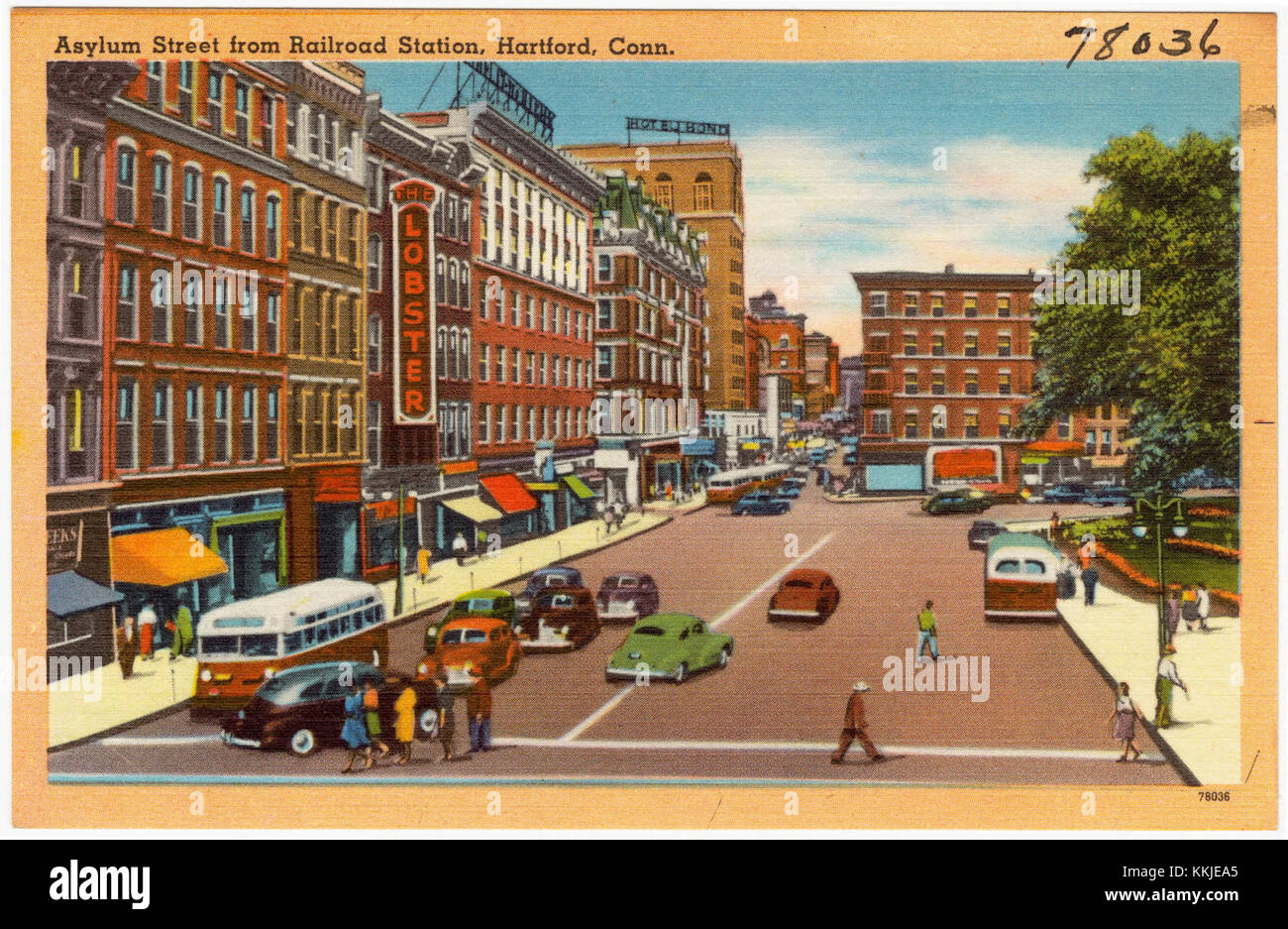 This historical photograph captures Asylum Street in Hartford ...