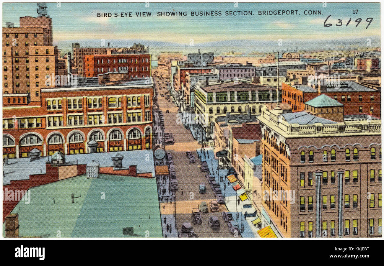 This aerial view showcases the Business Section of Bridgeport ...