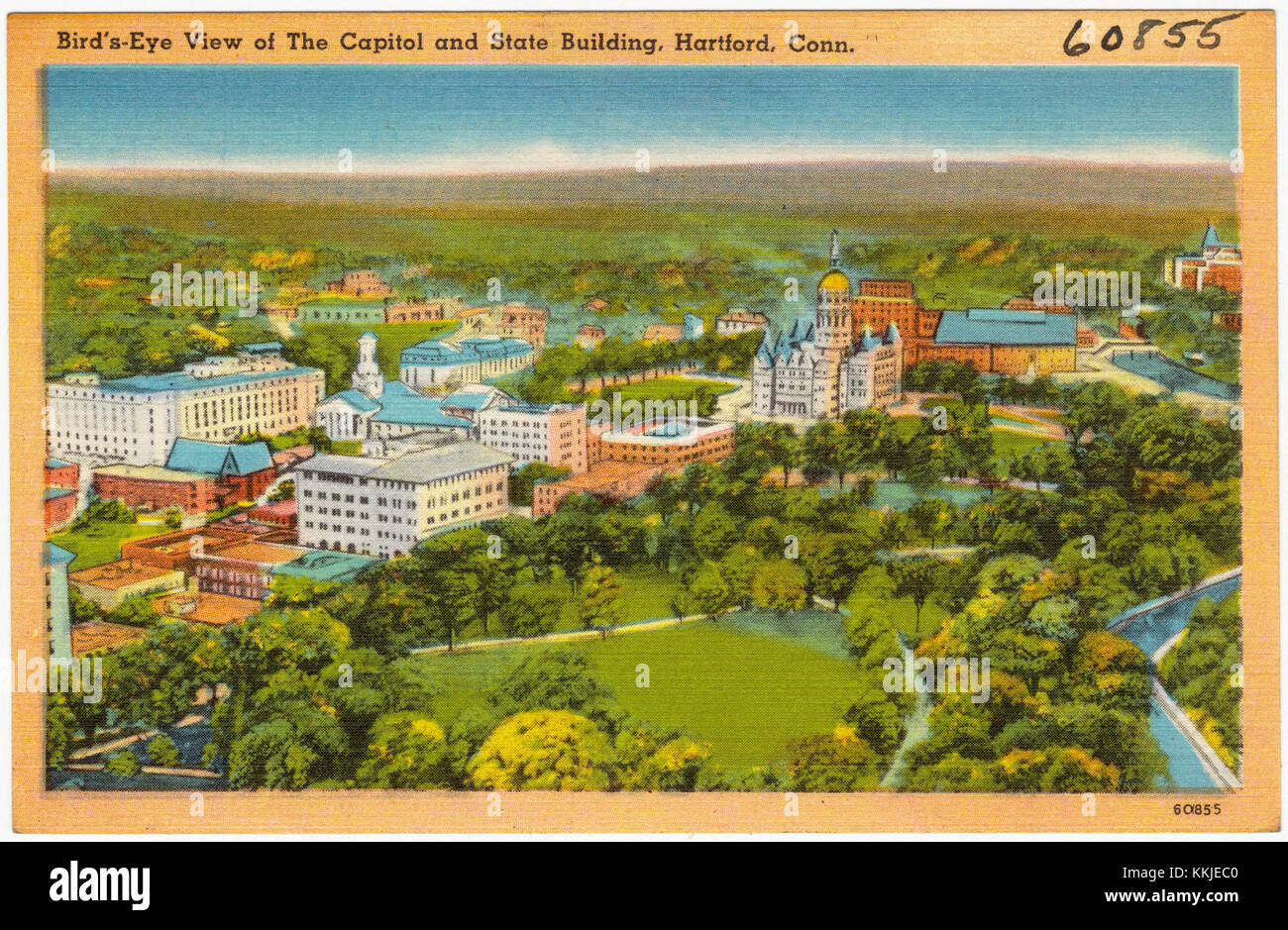 This bird's-eye view of Hartford, Connecticut, showcases the state ...