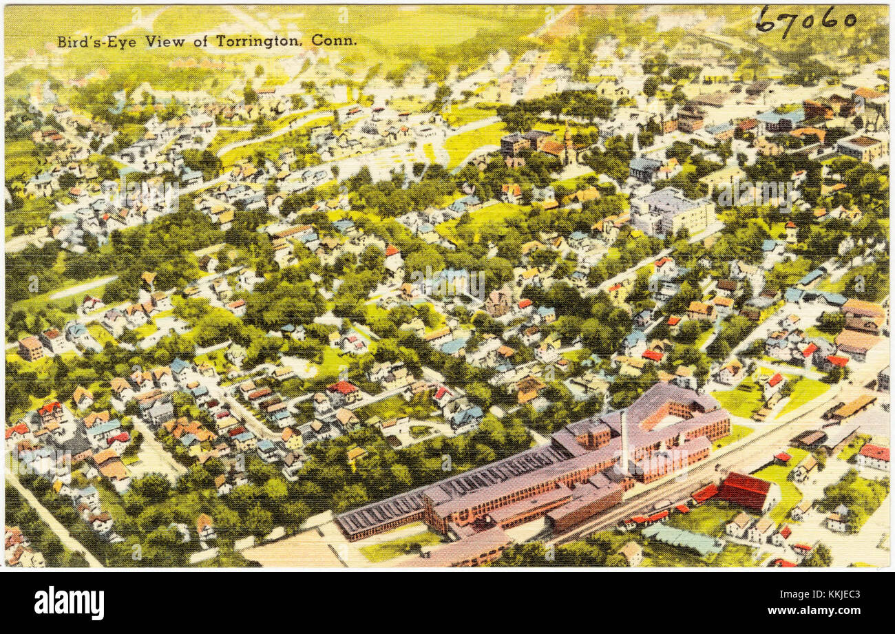 Aerial view of Torrington, Connecticut, showing the city's landscape ...