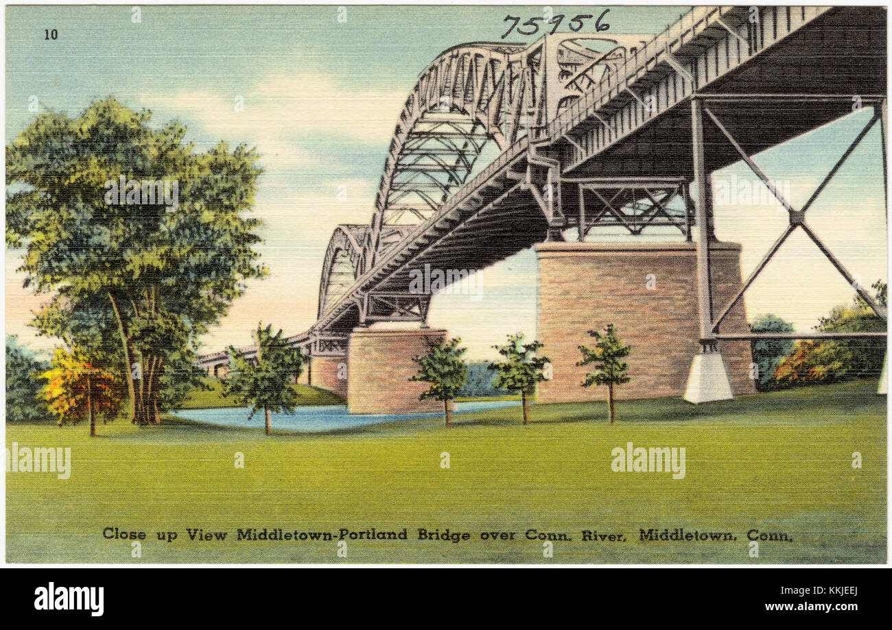 This close-up view shows the Middletown-Portland Bridge over the ...