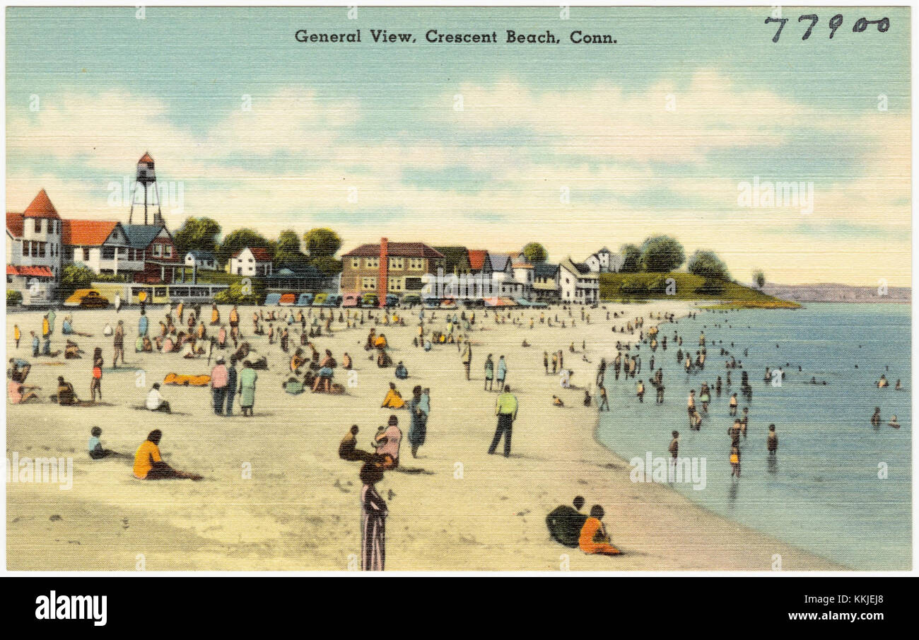 A scenic general view of Crescent Beach, Connecticut, showcasing its ...