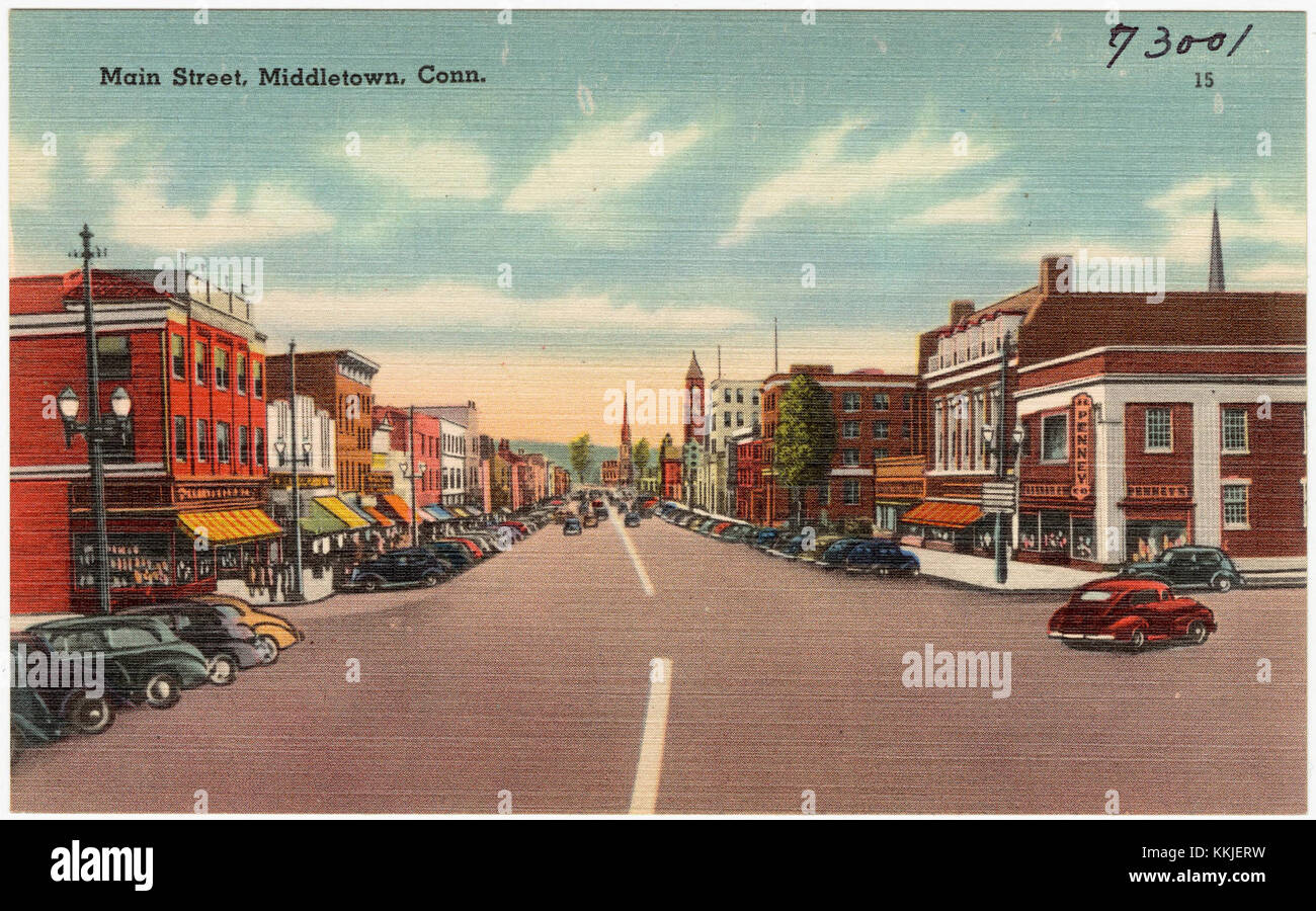 Main Street in Middletown, Connecticut, is depicted in this image ...