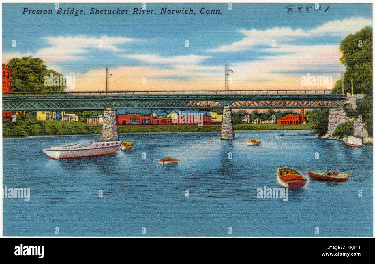 Preston Bridge, located over the Shetucket River in Norwich ...