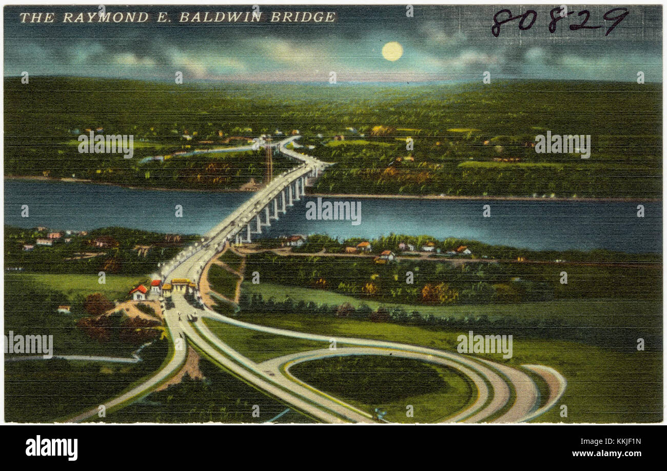 The Raymond E. Baldwin Bridge spans the Housatonic River in Connecticut ...