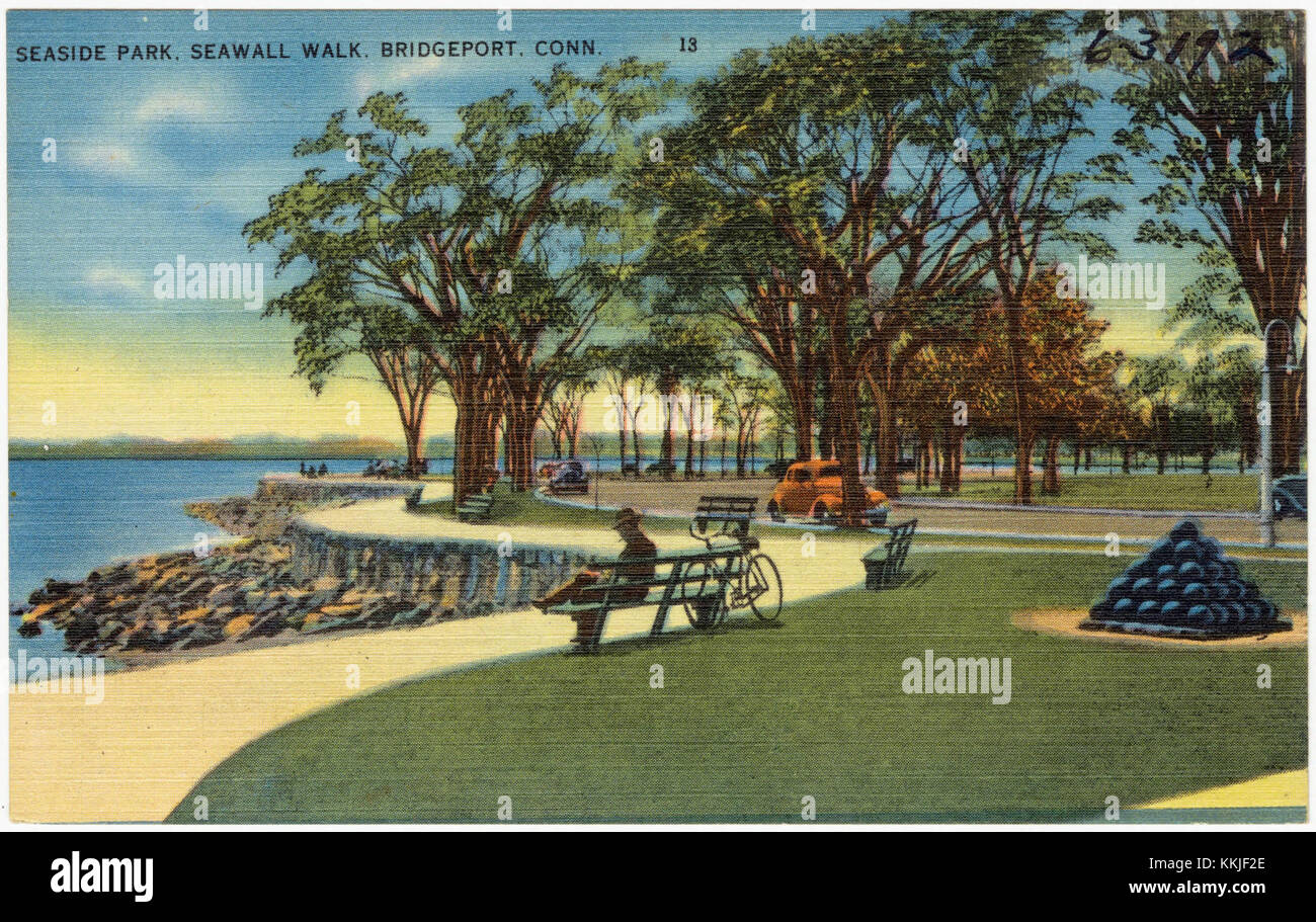 Seaside Park in Bridgeport, Connecticut, features a scenic seawall walk ...