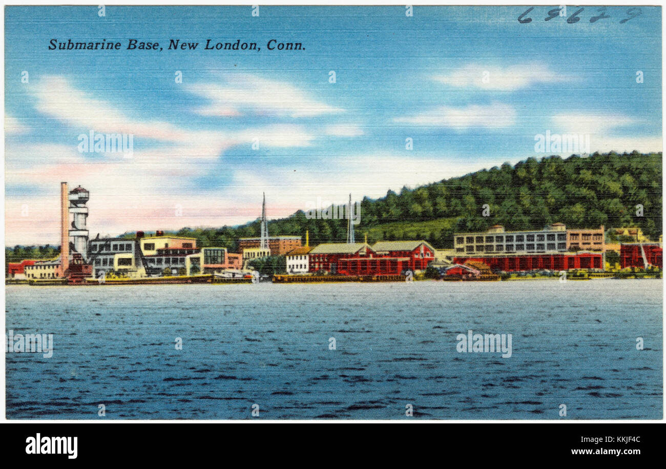 A photograph of the submarine base in New London, Connecticut ...