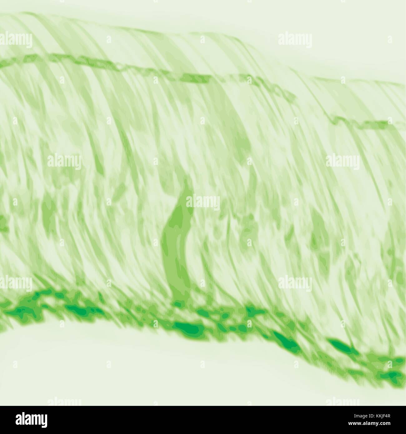 green watercolor transparent curved jet of water pattern on green ...