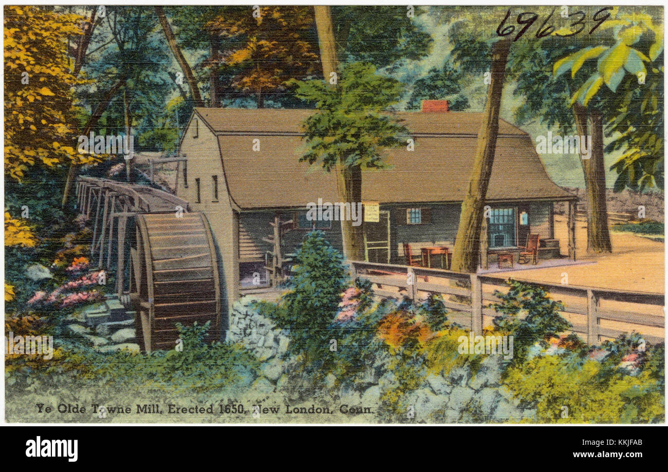 Ye Old Towne Mill, built in 1650 in New London, Connecticut, is one of ...