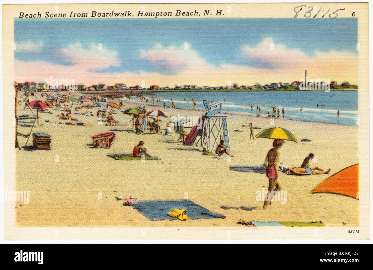 Photograph 83115 captures a beach scene from the boardwalk at Hampton ...