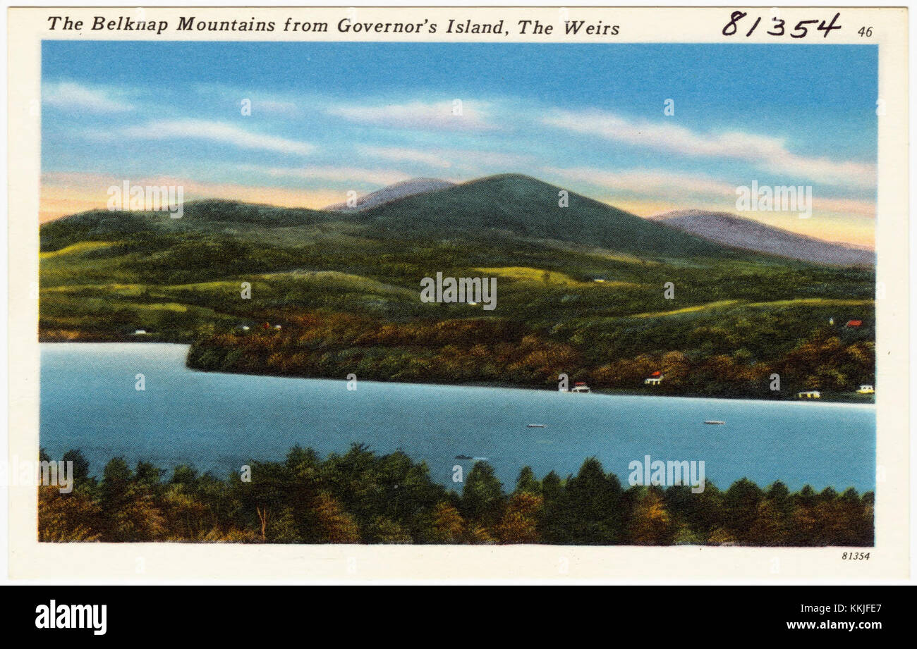 This view of the Belknap Mountains from Governor's Island in The Weirs ...