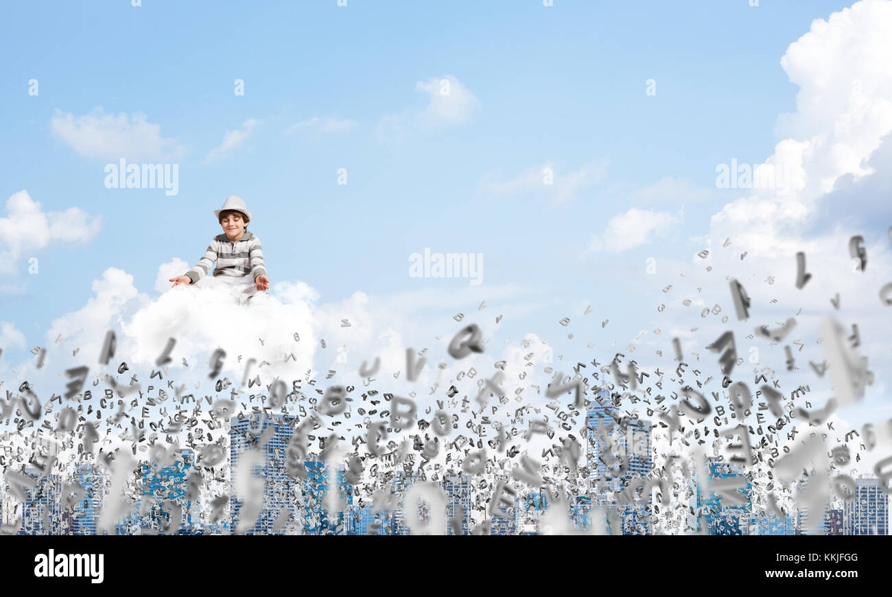 Little boy keeping mind conscious Stock Photo - Alamy