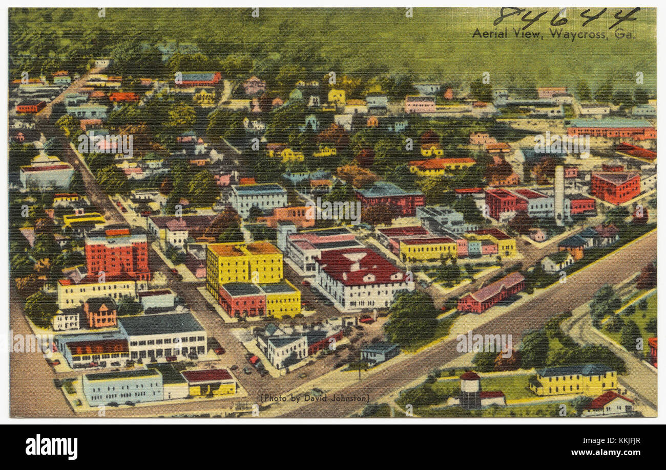This aerial view of Waycross, Georgia, captures the layout of the city ...