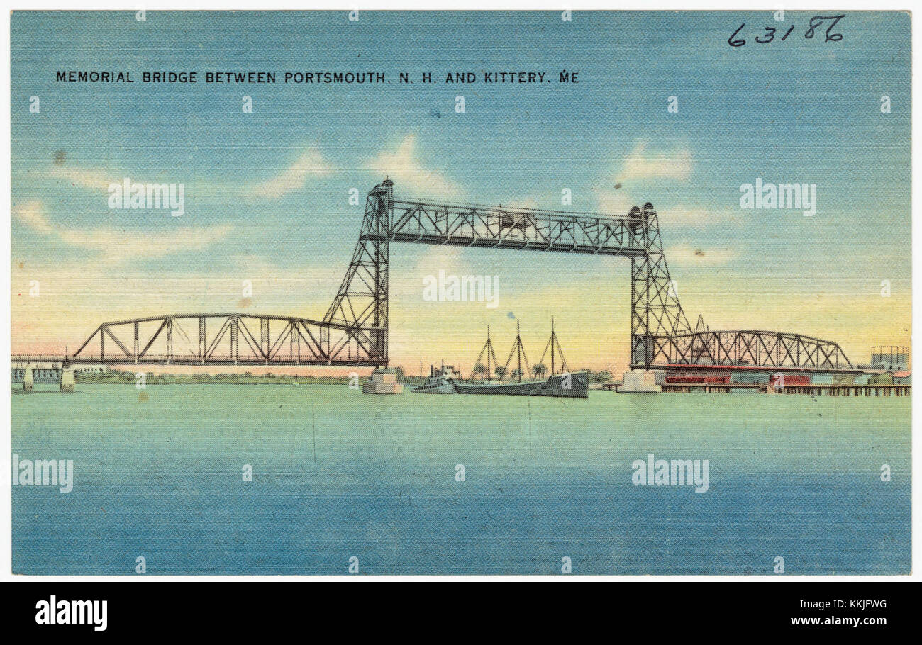 The Memorial Bridge connects Portsmouth, New Hampshire, and Kittery, Maine, serving as a ...