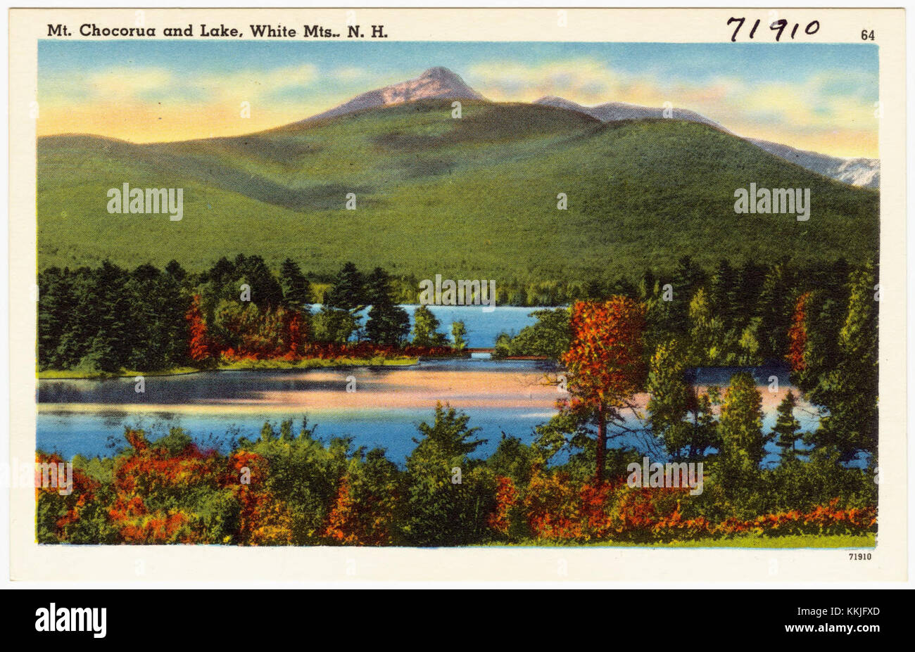 This image shows Mount Chocorua and its surrounding lake, located in ...