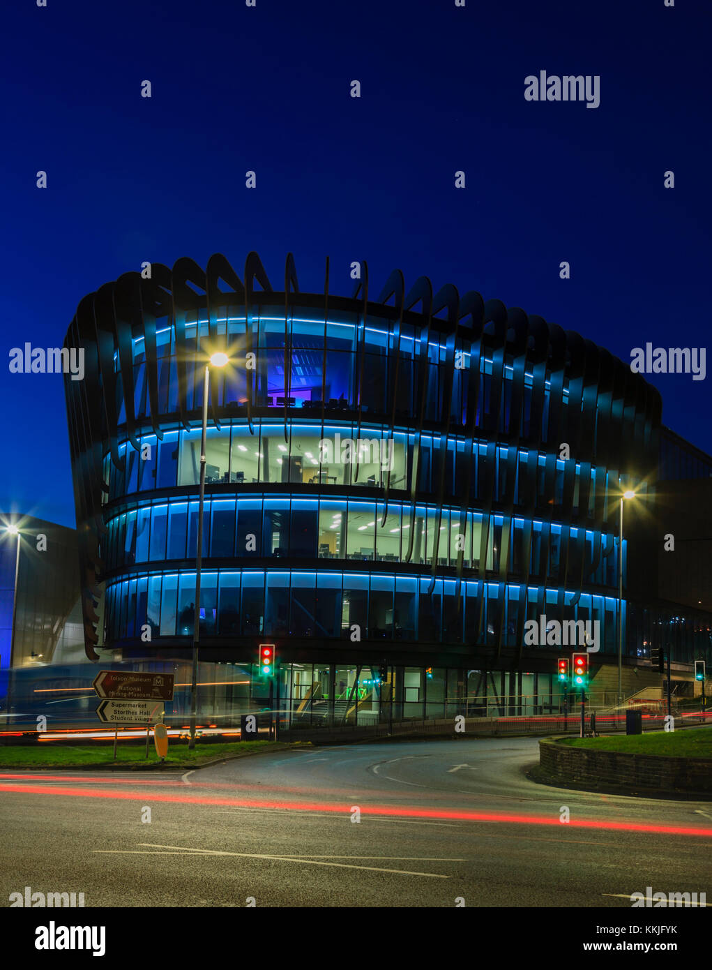 The Oastler Building, part of Huddersfield University, just before dawn ...