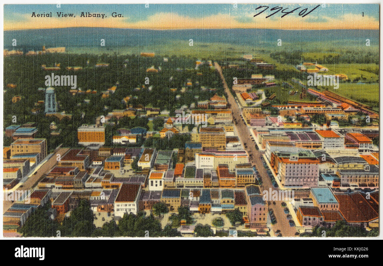 An aerial photograph of Albany, Georgia, showing the layout of the city ...