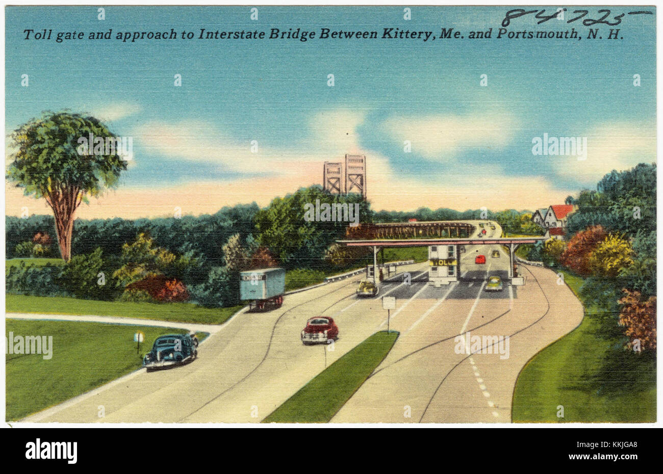 The toll gate and approach to the Interstate Bridge between Kittery ...