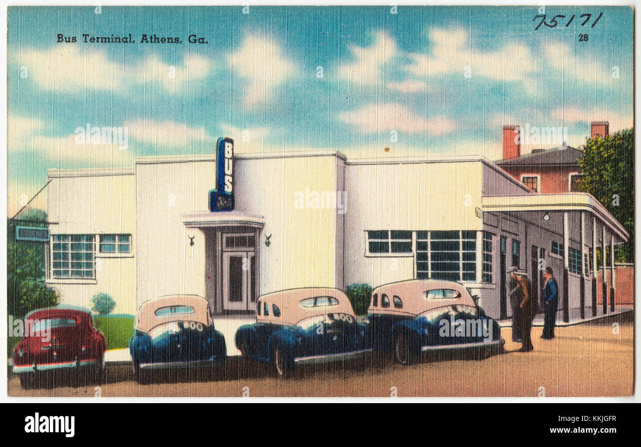 This image depicts a bus terminal in Athens, Georgia, showing the ...