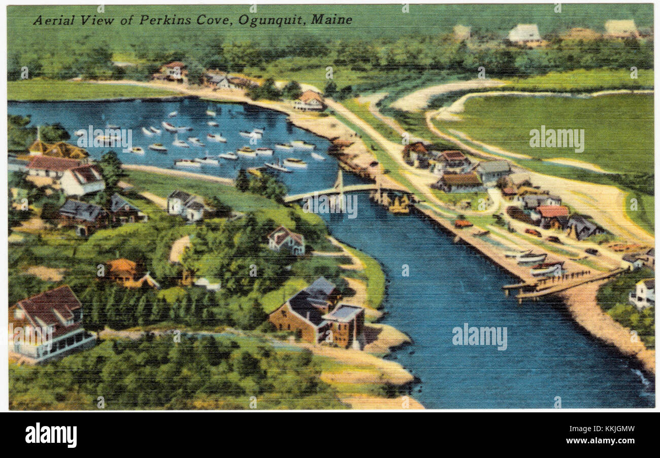 An aerial view of Perkins Cove in Ogunquit, Maine, showcasing the ...