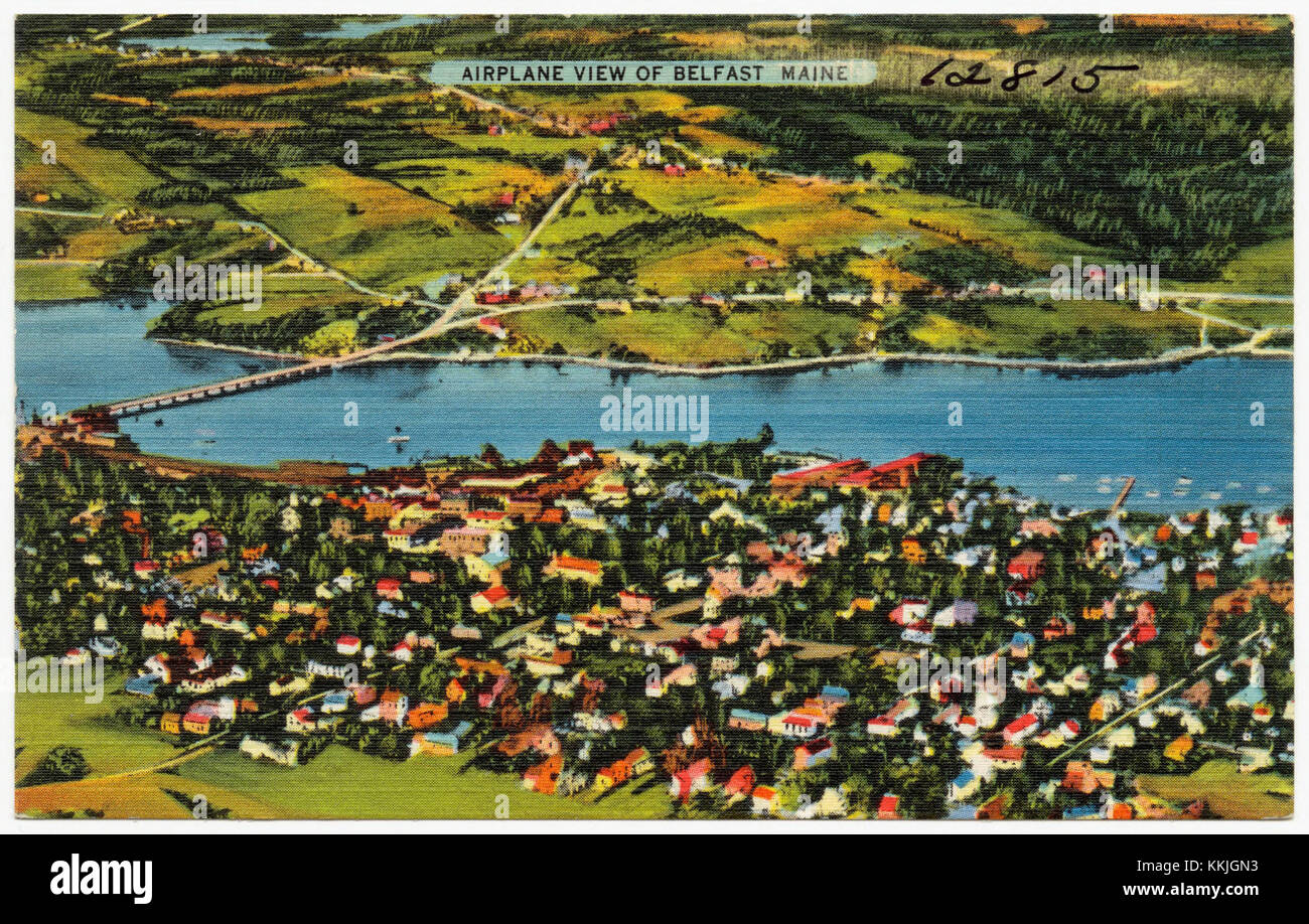 This aerial view of Belfast, Maine, captures the coastal townâ€™s ...