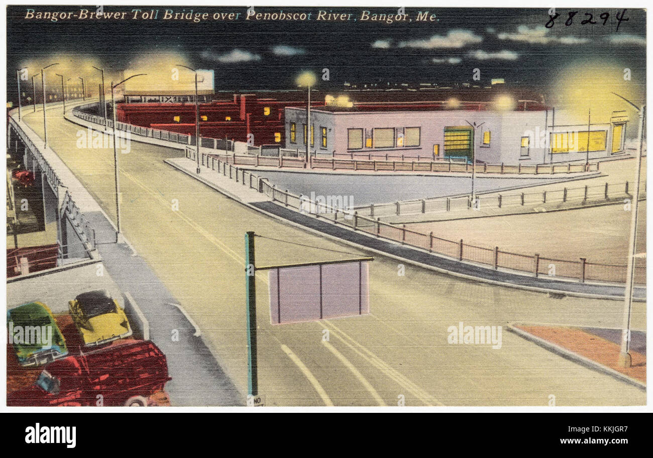 The *Bangor-Brewer Toll Bridge* spans the Penobscot River in Bangor ...