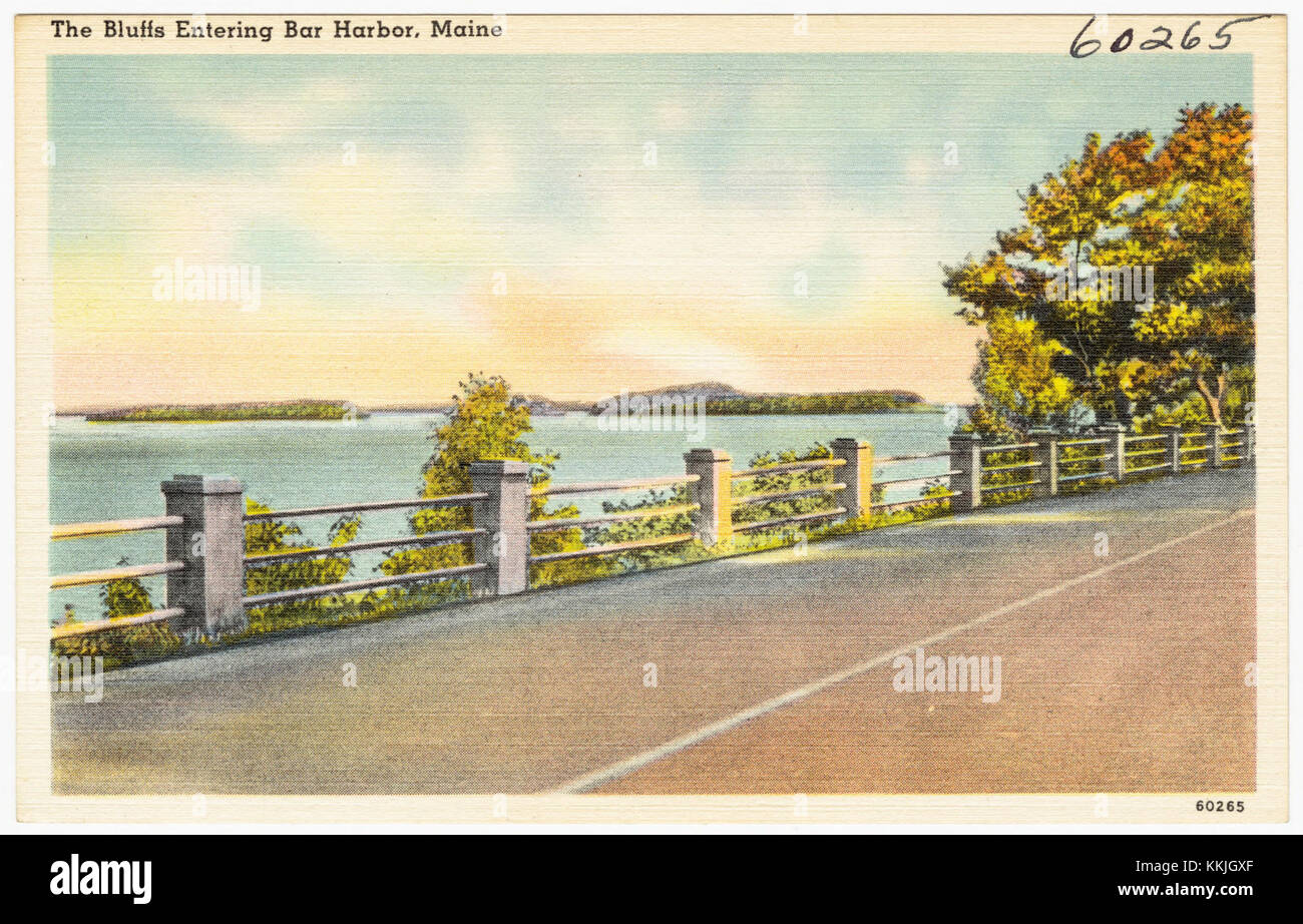 The Bluffs entering Bar Harbor, Maine, offers a scenic view of the ...