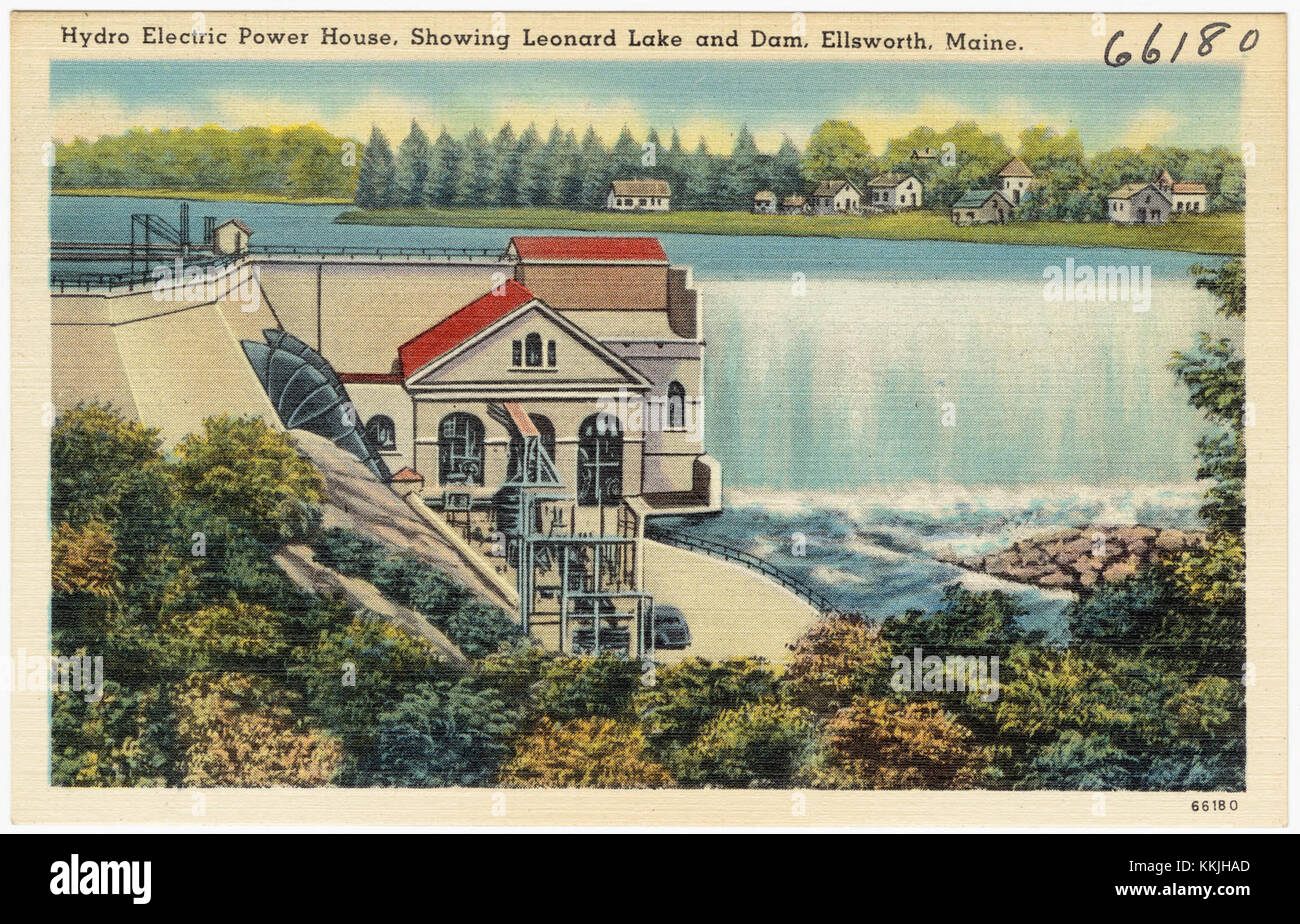This image shows the Hydro Electric Power House in Ellsworth, Maine ...