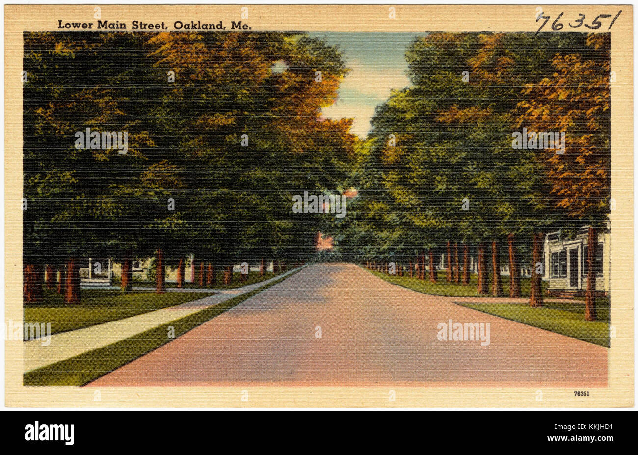 This photograph captures Lower Main Street in Oakland, Maine, offering ...