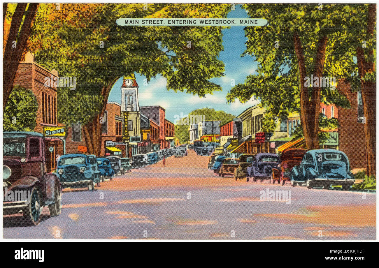 This image captures Main Street as it enters the town of Westbrook ...