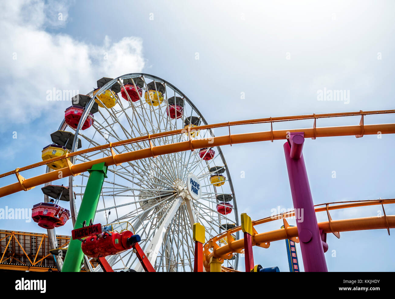 Santa Monica Pier wheel on the amusement park, on August 12th, 2017 ...