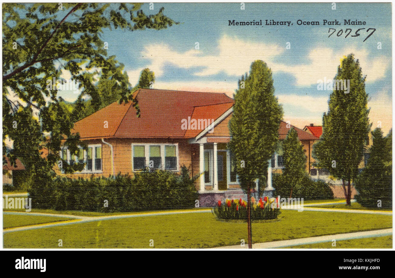 The Memorial Library in Ocean Park, Maine, is a historic building ...