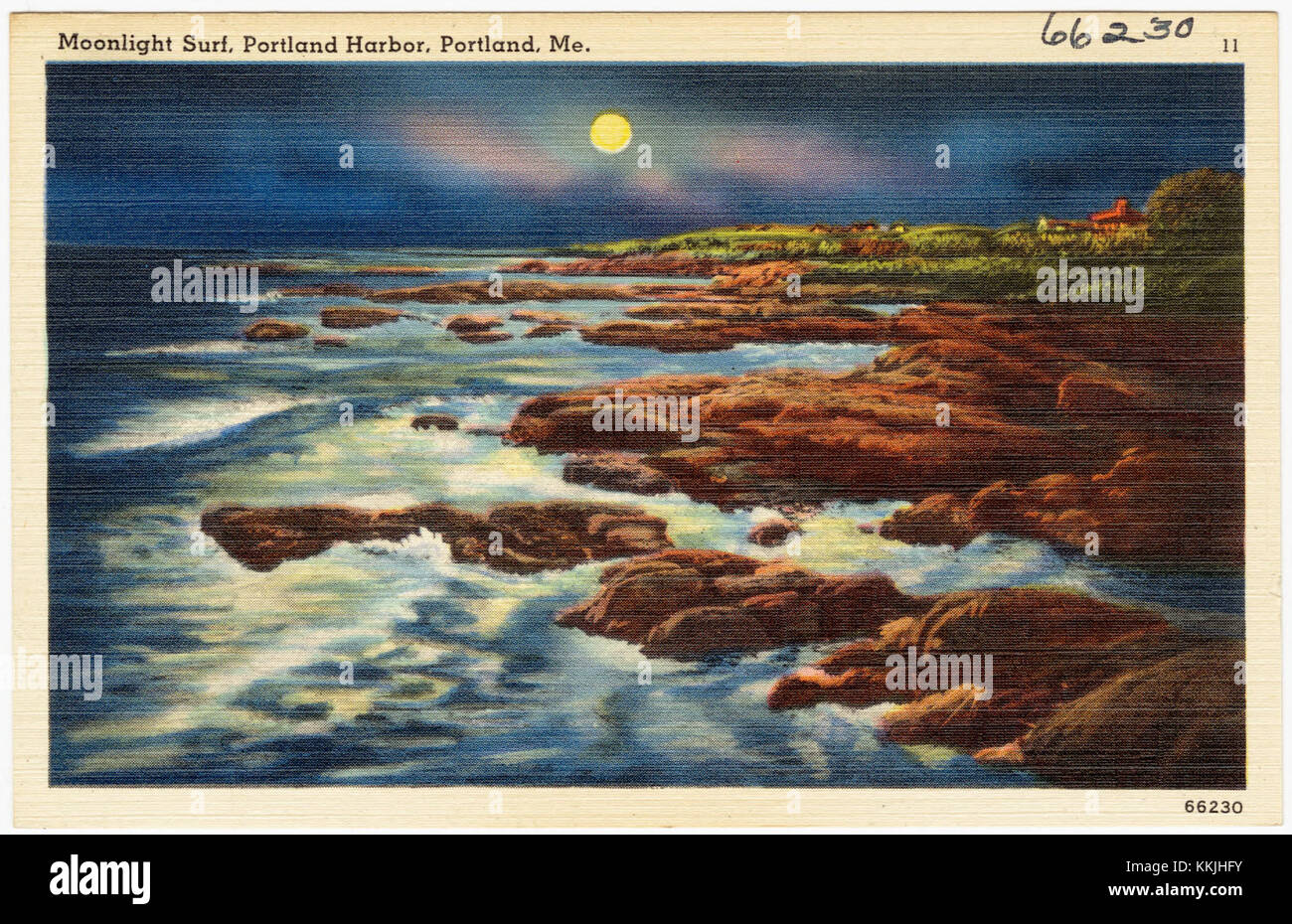 Moonlight surf, Portland Harbor, Portland, Me (66230 Stock Photo - Alamy