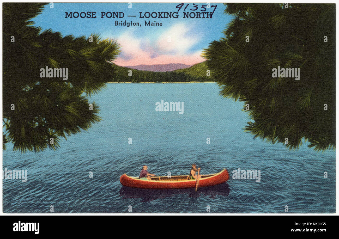 This photograph captures the scenic view of Moose Pond in Bridgton ...