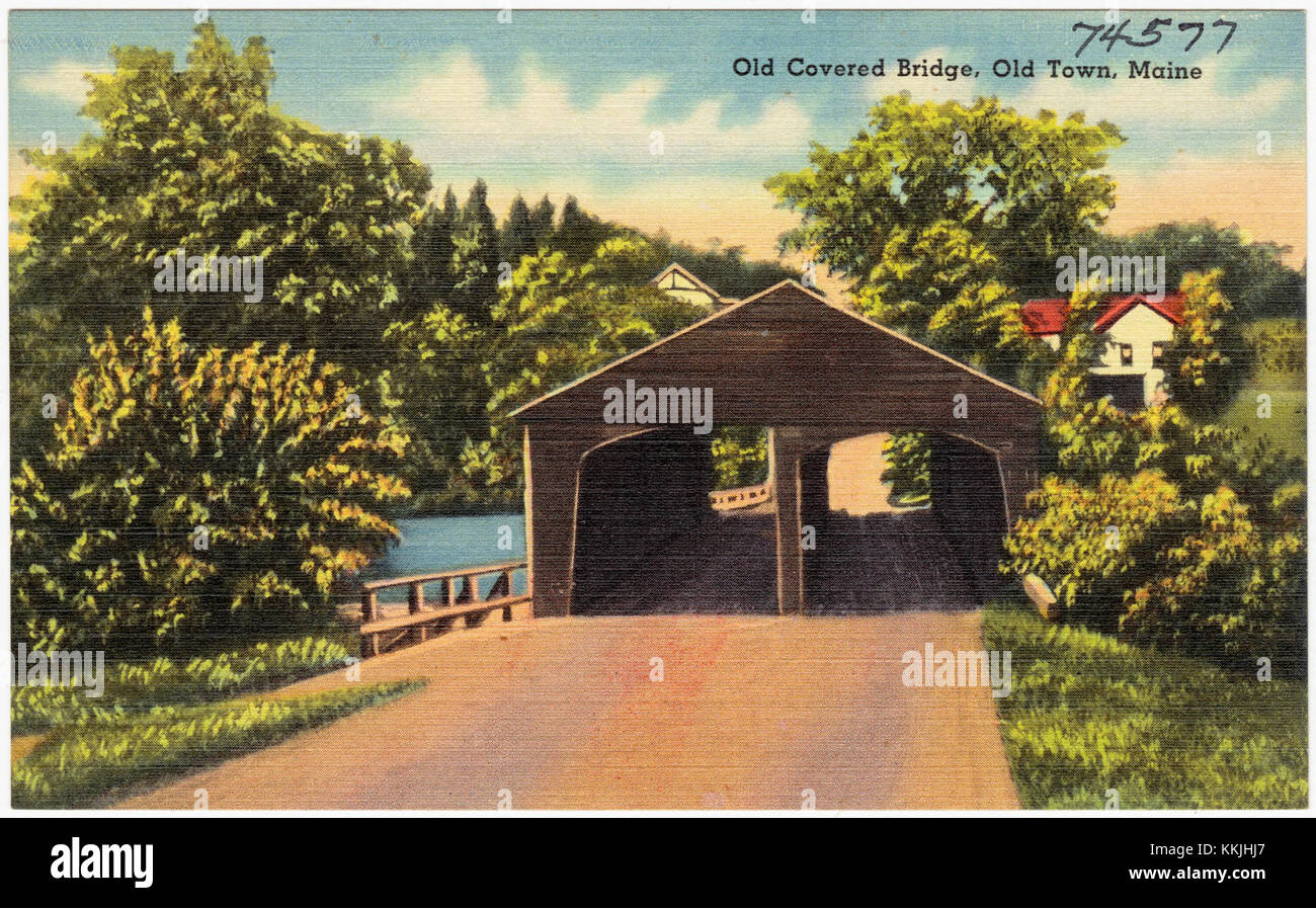 The Old Covered Bridge in Old Town, Maine, is a historical structure ...