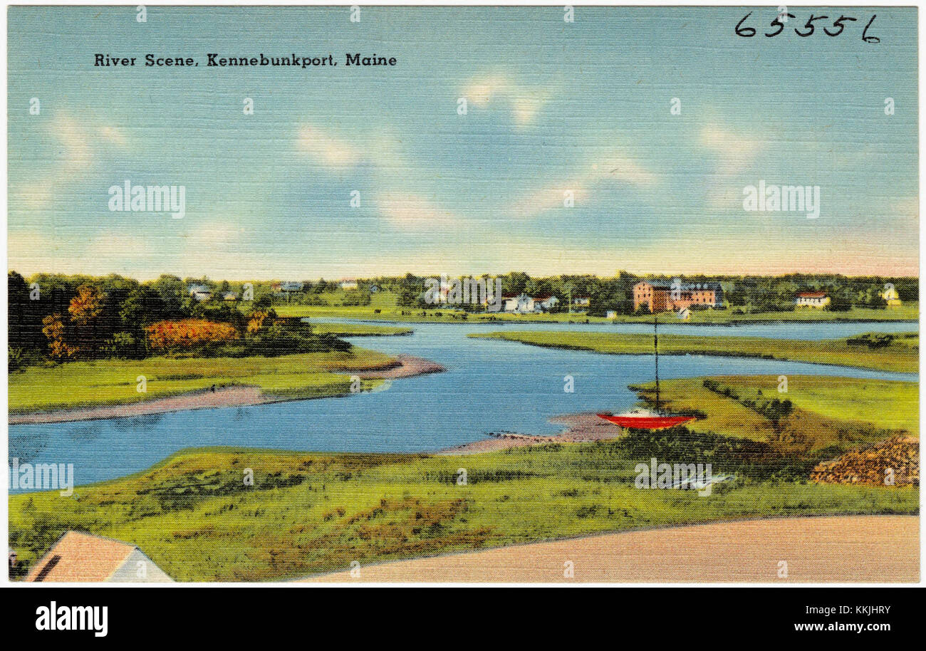 A scenic view of the river in Kennebunkport, Maine, showcasing the ...