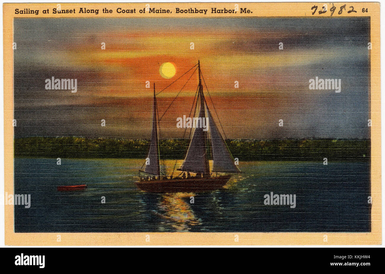 This photograph captures a serene sailing scene at sunset along the ...