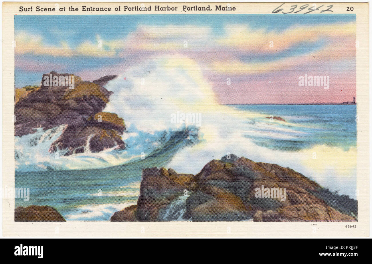 This image depicts a surf scene at the entrance of Portland Harbor in ...