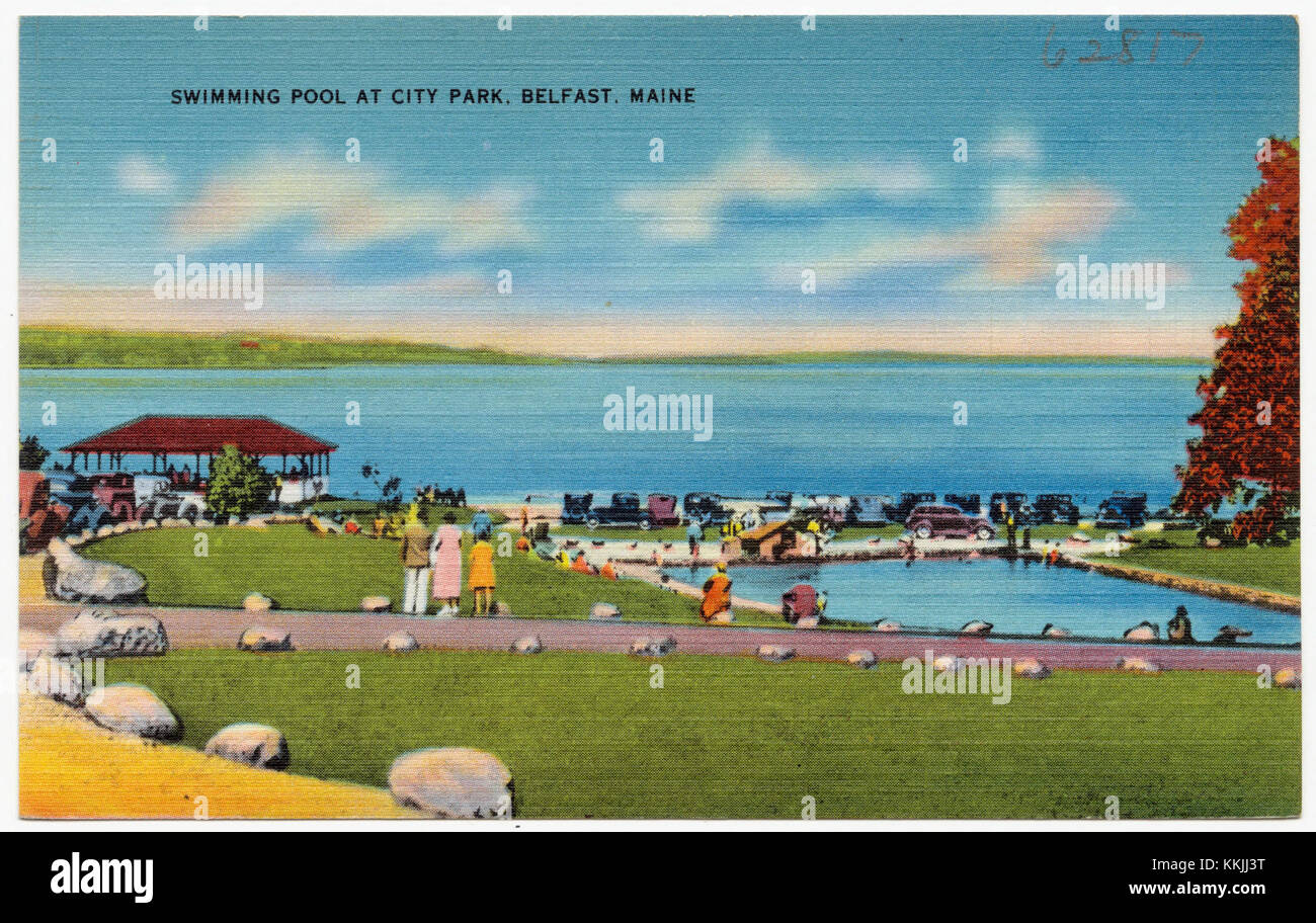 The swimming pool at the city park in Belfast, Maine is a popular ...