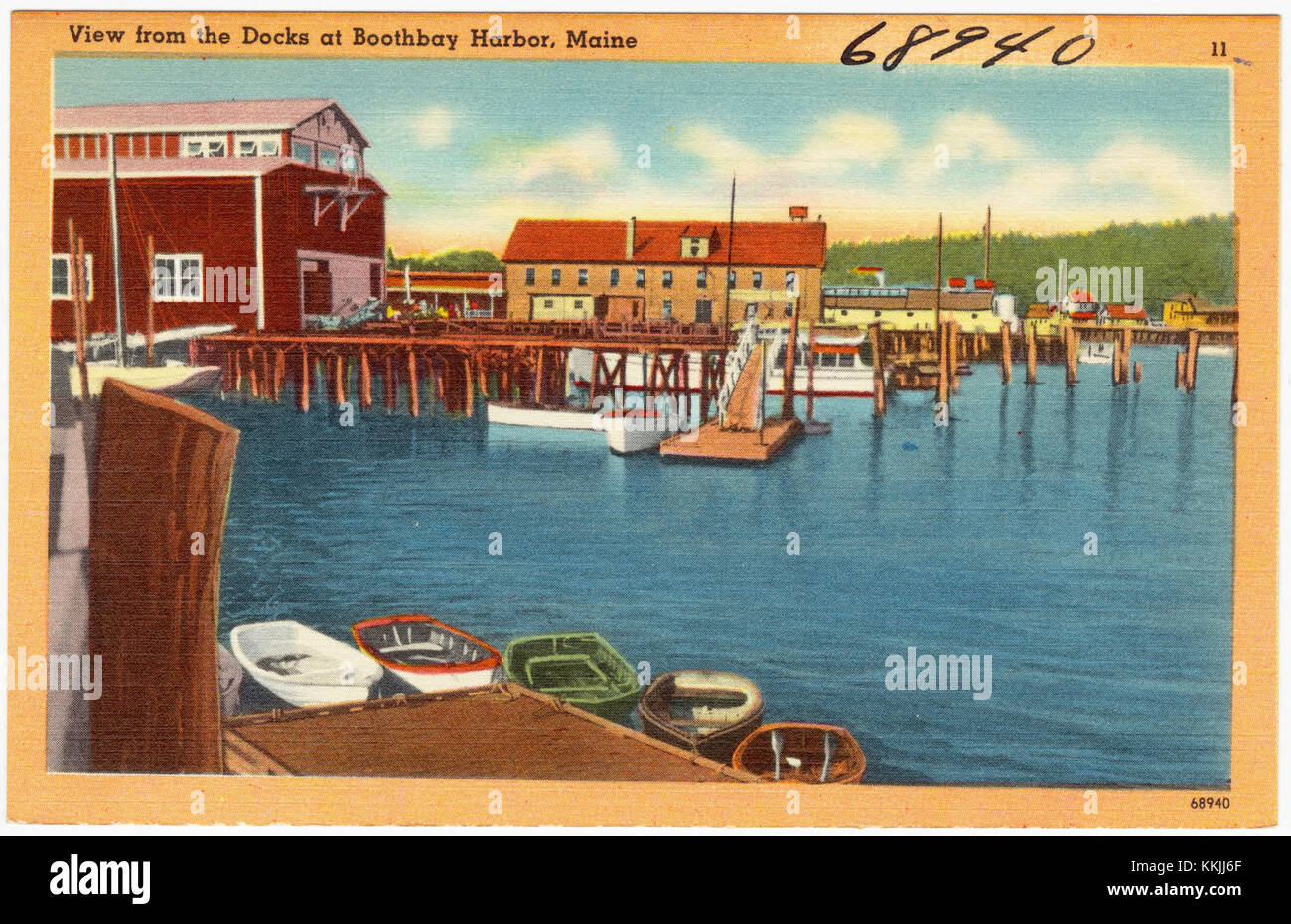 This image captures a scenic view from the docks of Boothbay Harbor in ...