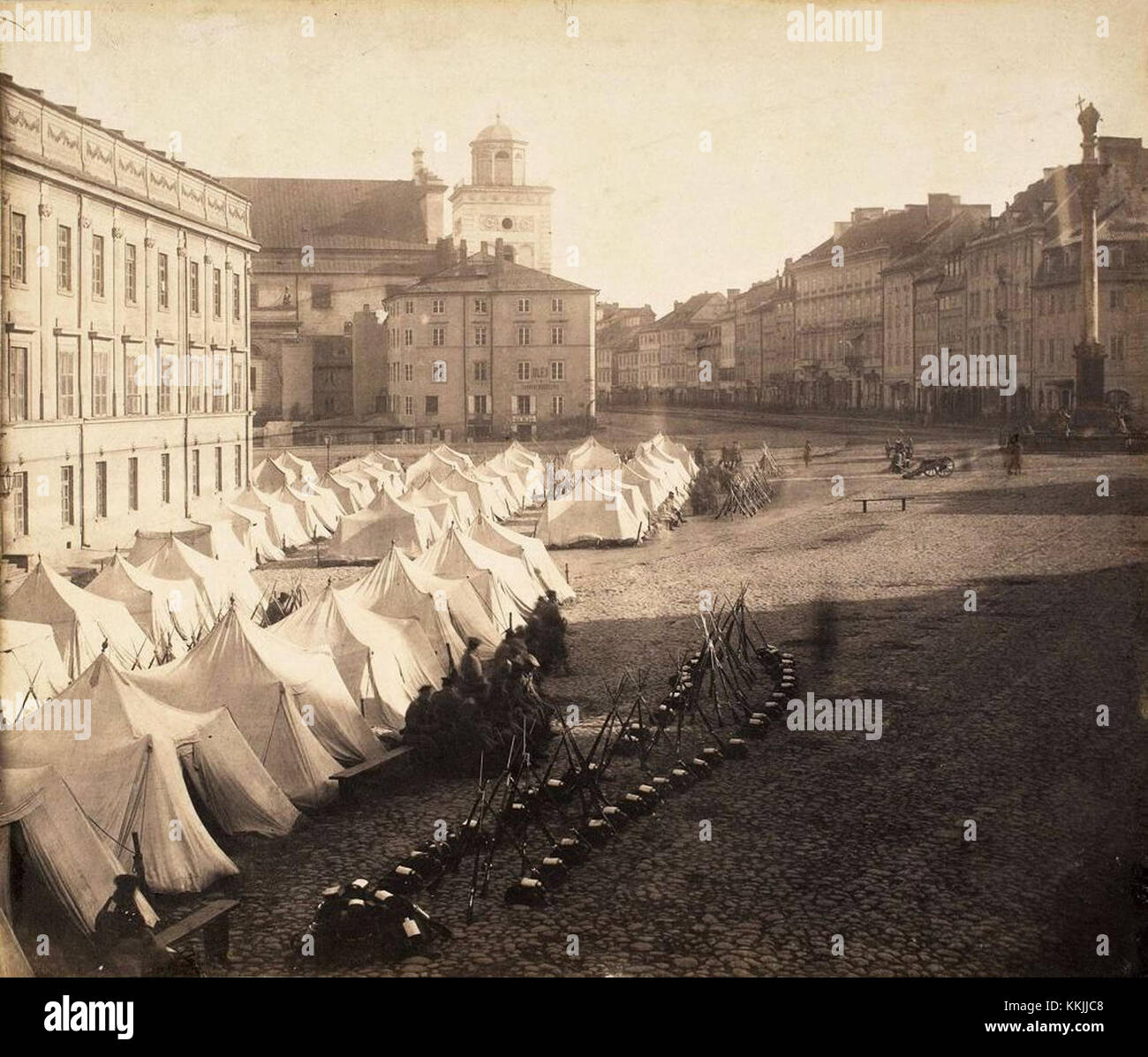 This image represents a historical view of Warsaw, taken in 1861. It ...