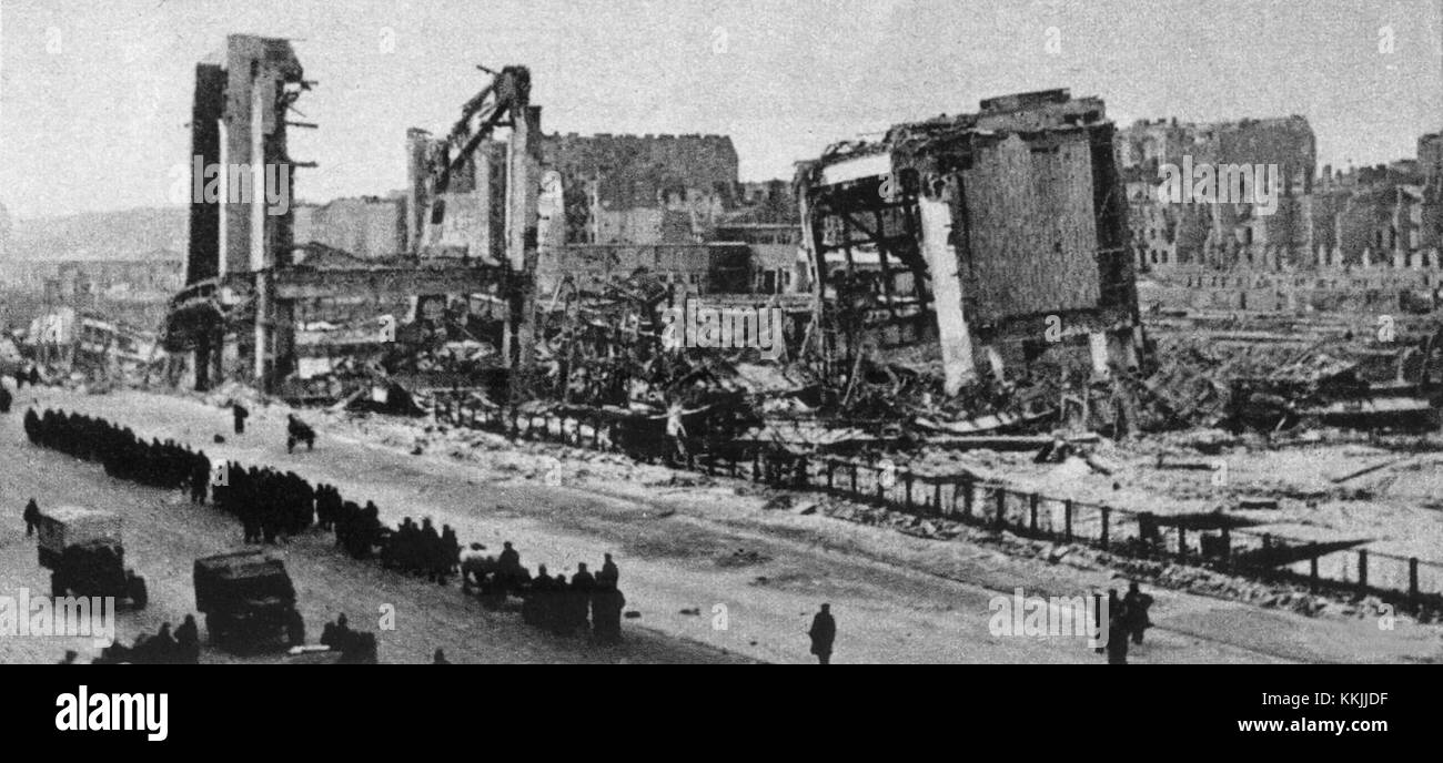 The ruins of the main railway station in January 1945, showing war ...