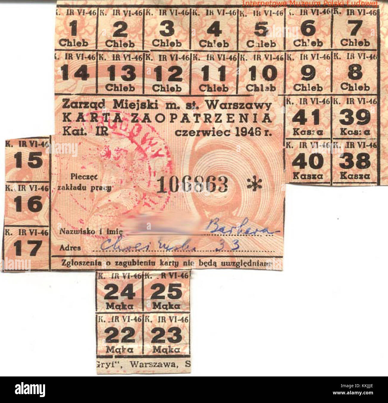 A postcard from 1946 depicting a traditional Polish scene with bread ...