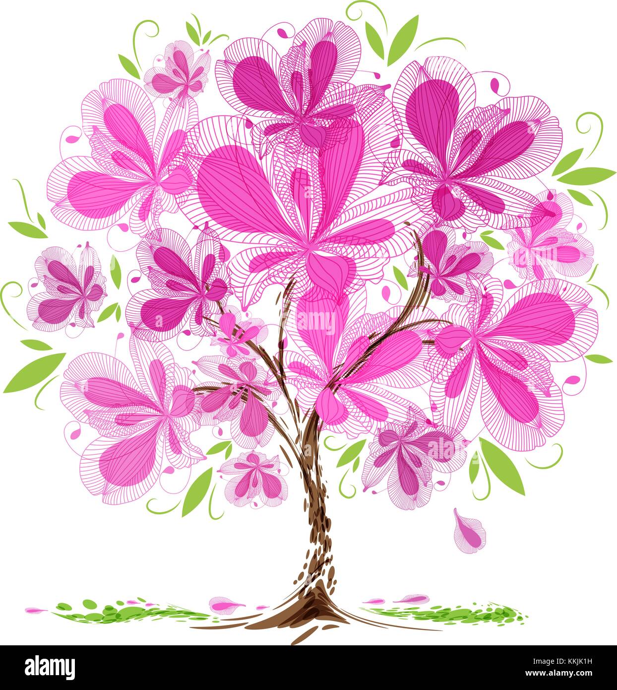 Cherry tree blossom Stock Vector Images - Alamy