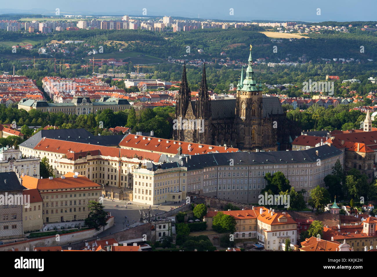 Prague panorama with St. Vitus Cathedral and Prague Castle Stock Photo ...