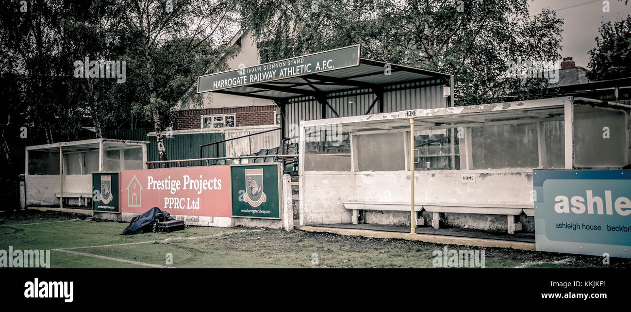 General View of the home ground of Harrogate Railway AFC, Station View ...